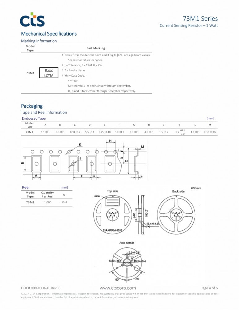 CTS 73M1 series datasheet page 4