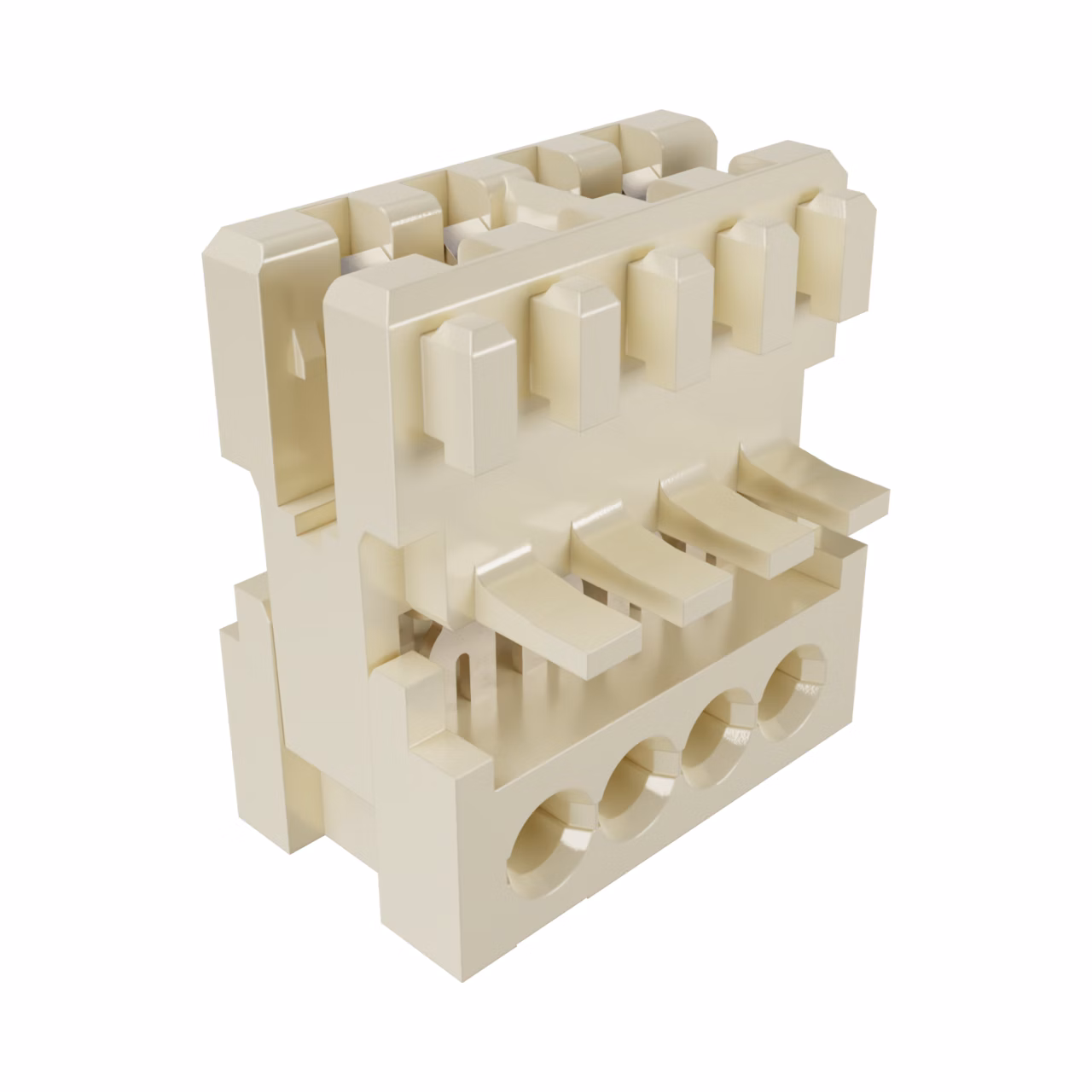Appli-Mate RAST 2.5 Connector, 2.50mm Pitch, Female, 4 Circuits, No Position Keys Removed, Polarizing Rib Between 2/3, 1 Closed and 1 Open Endwall, Tin Plating