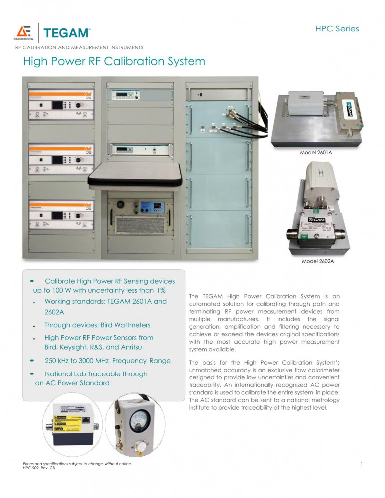 High Power RF Calibration System document page 1