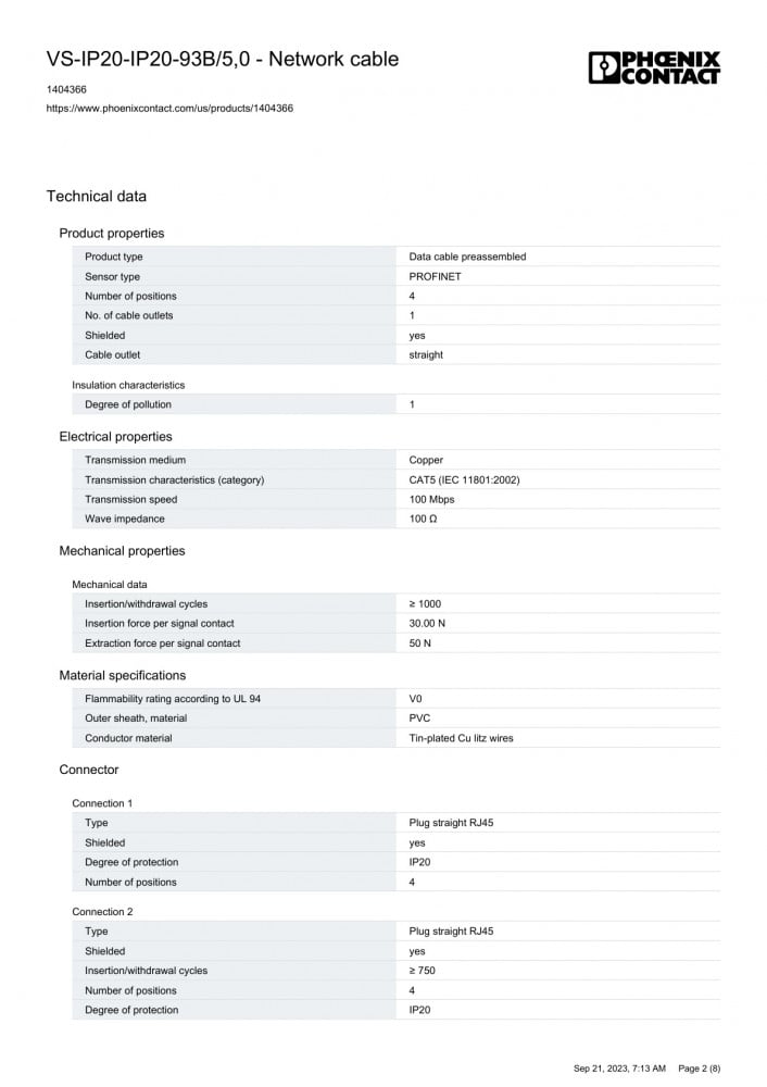 Phoenix Contact 1404366 technical document page 2