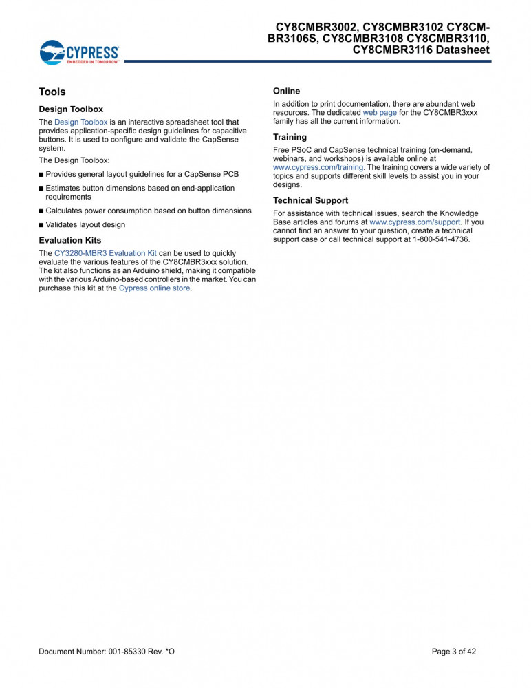 CY8CMBR3108 documentation page 3