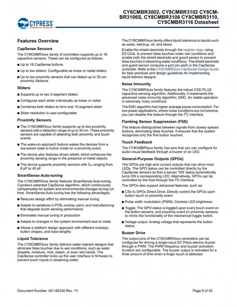 CY8CMBR3108 documentation page 6