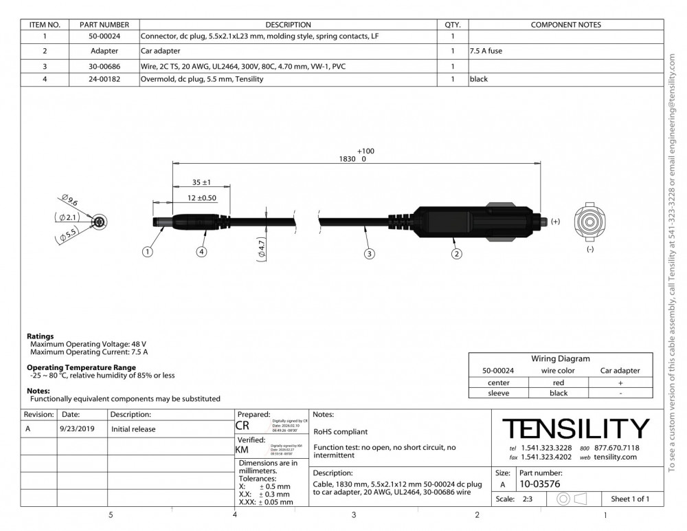 Tensility International 10-03576 product drawing