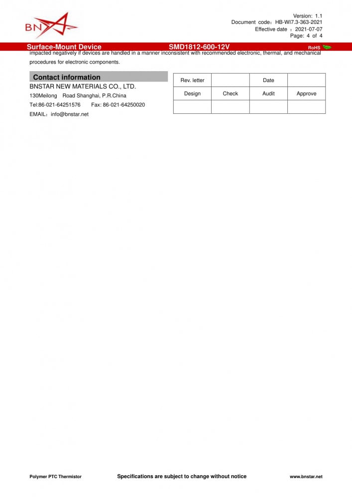 BNstar SMD1812-600-12V datasheet page 4