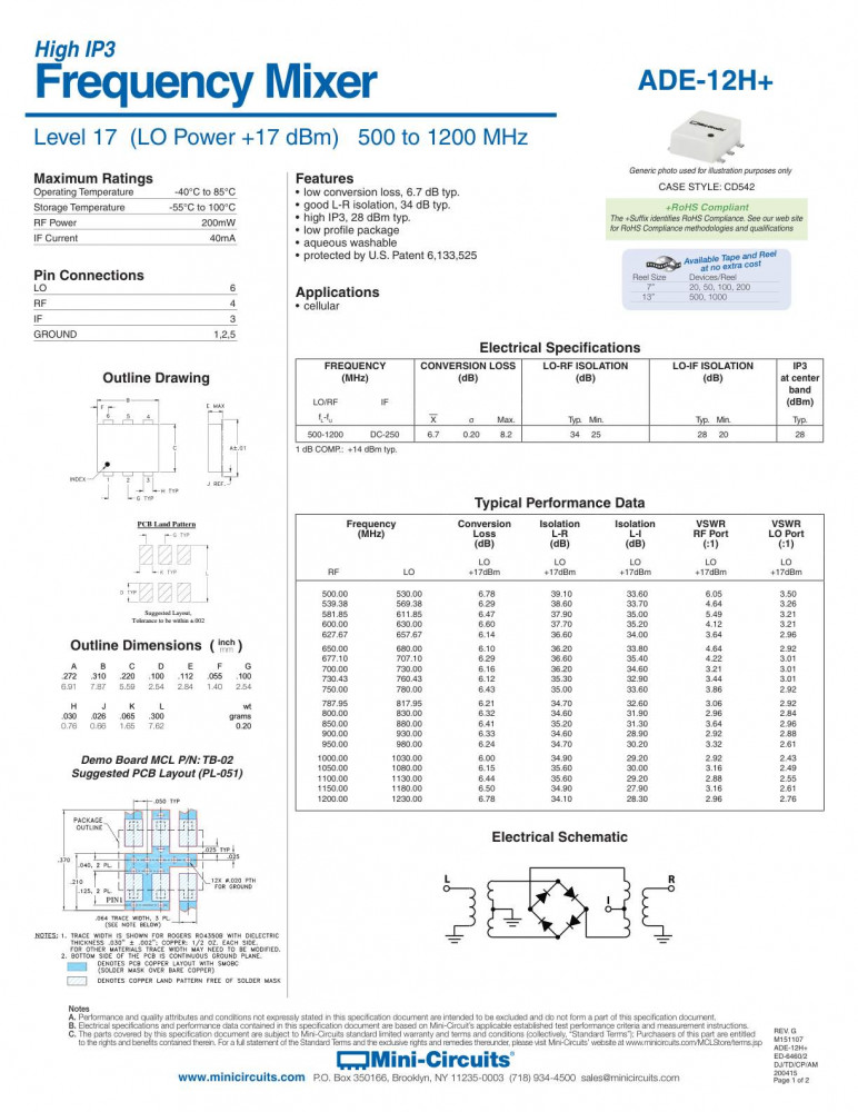 ADE-12H+ datasheet page 1