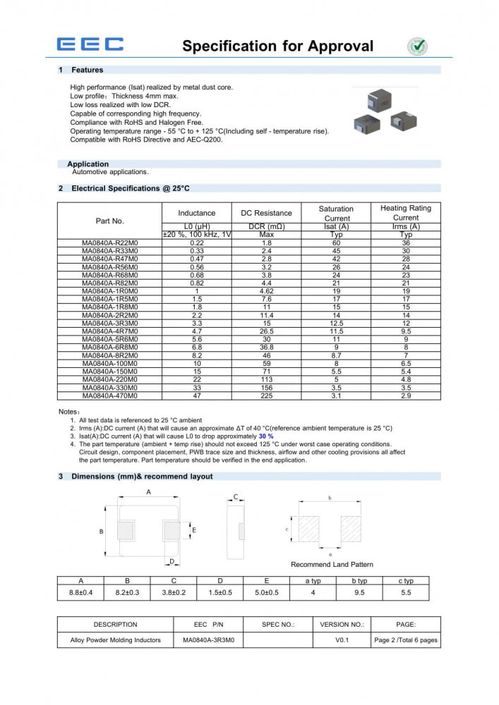 EEC MA0840A specification page 3
