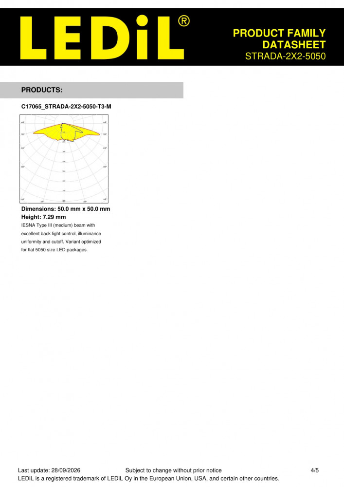LEDiL STRADA-2X2-5050-T2-C technical document page 4