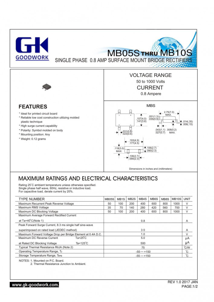 GOODWORK MB6S datasheet page 1