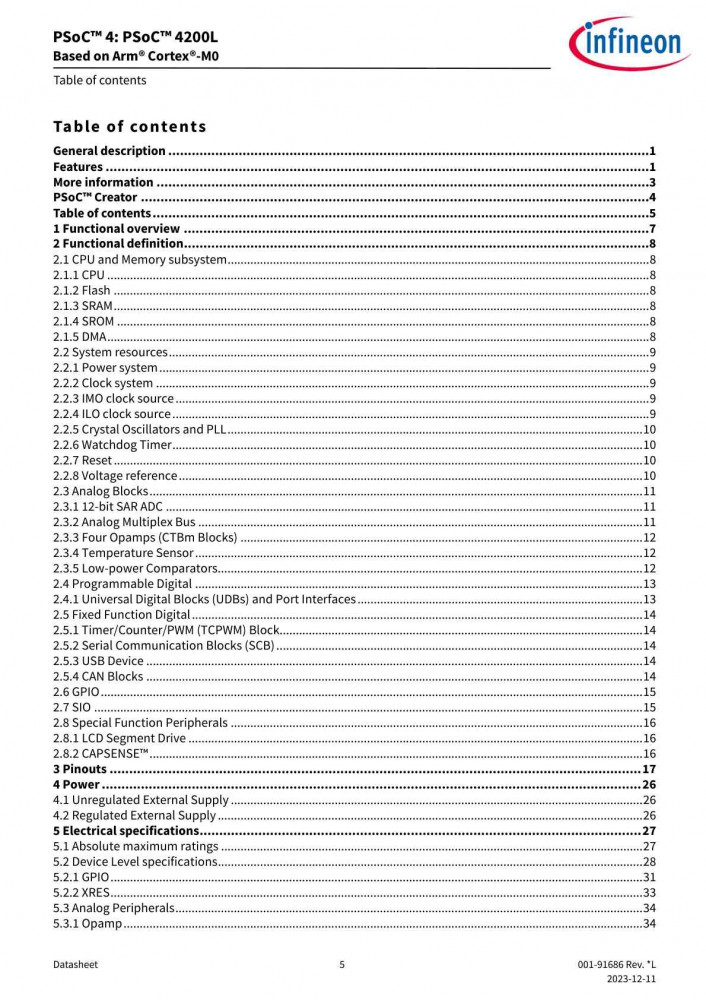 PSoC 4200L documentation page 5