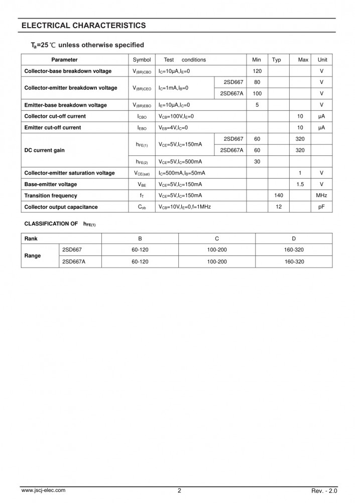 2SD667-TA datasheet page 2