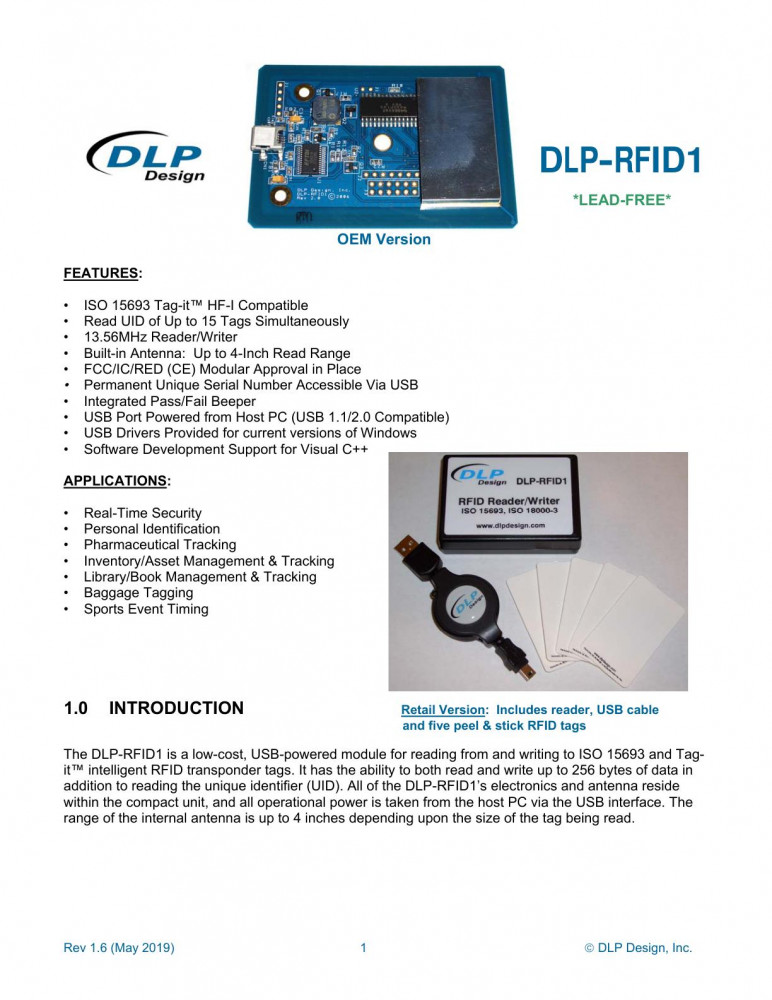 DLP-RFID1 technical document page 1