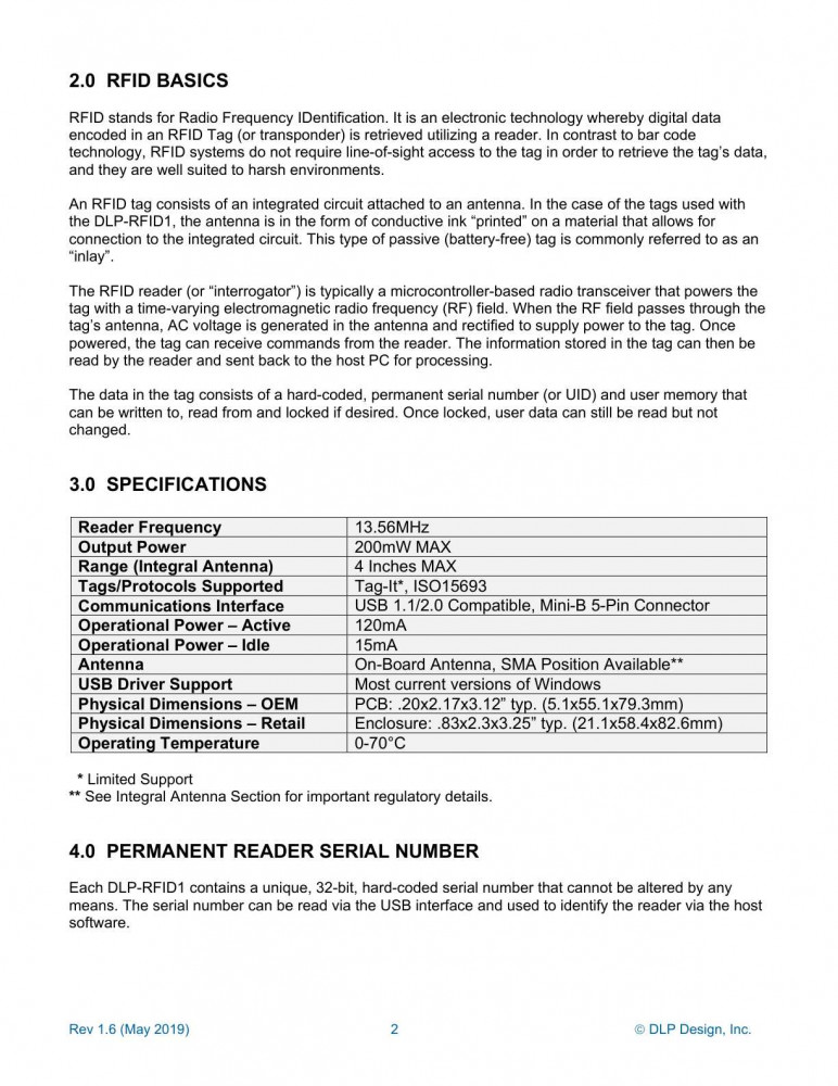 DLP-RFID1 technical document page 2
