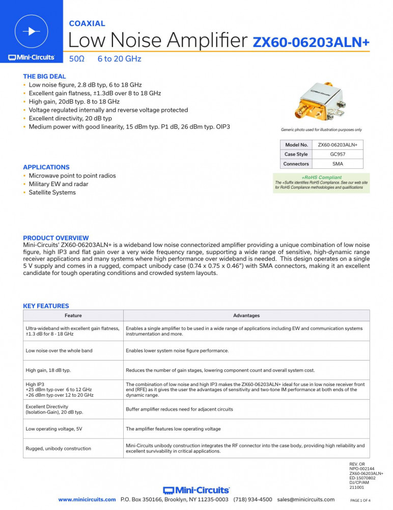ZX60-06203ALN+ technical document page 1