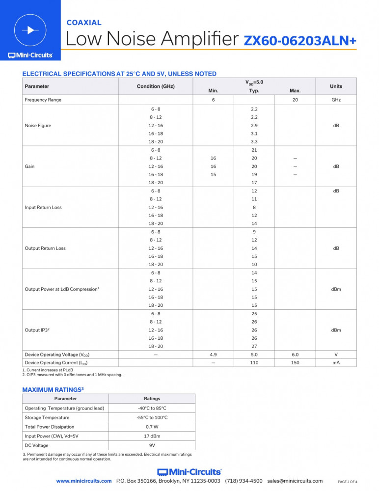 ZX60-06203ALN+ technical document page 2