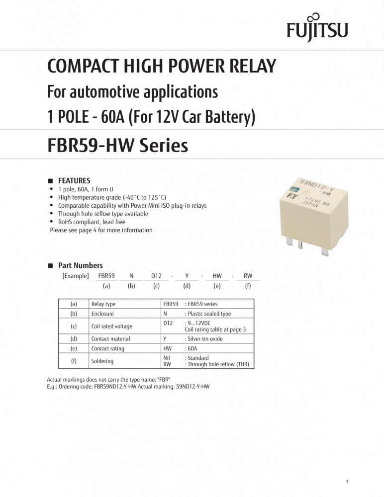 FBR59-HW datasheet page 1