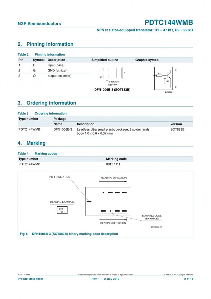 PDTC144WMB datasheet page 3