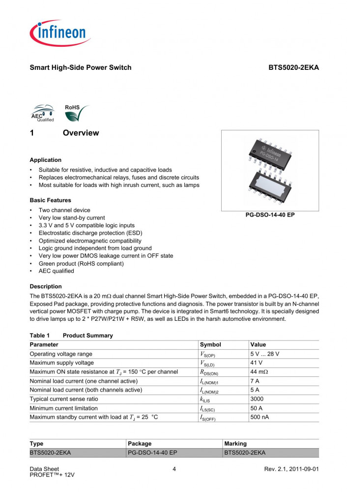 BTS5020-2EKA datasheet page 4