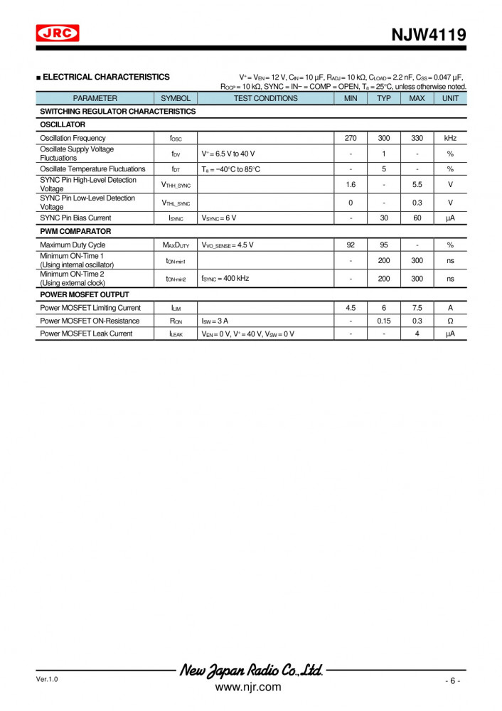 NJW4119 datasheet page 6