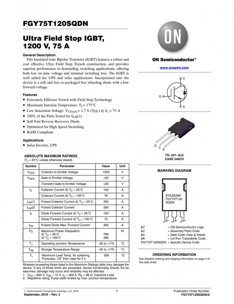 FGY75T120SQDN datasheet page 1