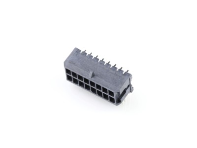 Micro-Fit 3.0 Right-Angle Header, 3.00mm Pitch, Dual Row, 16 Circuits, with PCB Press-fit Metal Retention Clip, 0.76µm Gold Plating, Glow-Wire Capable, Black for sale