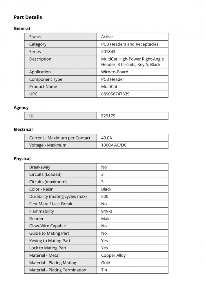 Technical document page 2 for MOLEX 2018431030