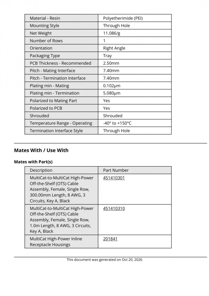 Technical document page 3 for MOLEX 2018431030