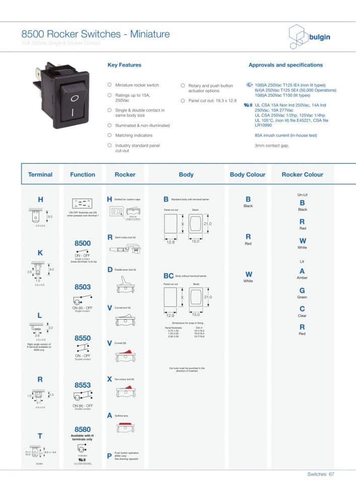 Bulgin H8553VBNAE technical documentation page 1