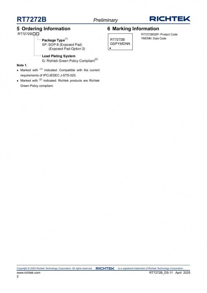 RT7272B datasheet preview, page 2