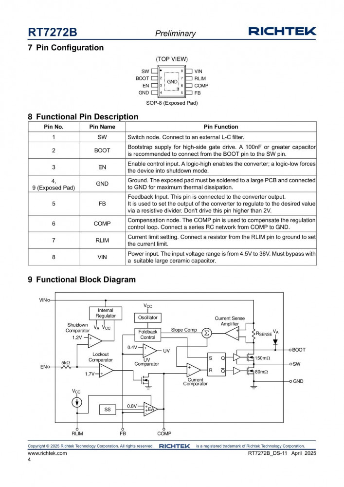 RT7272B datasheet preview, page 4