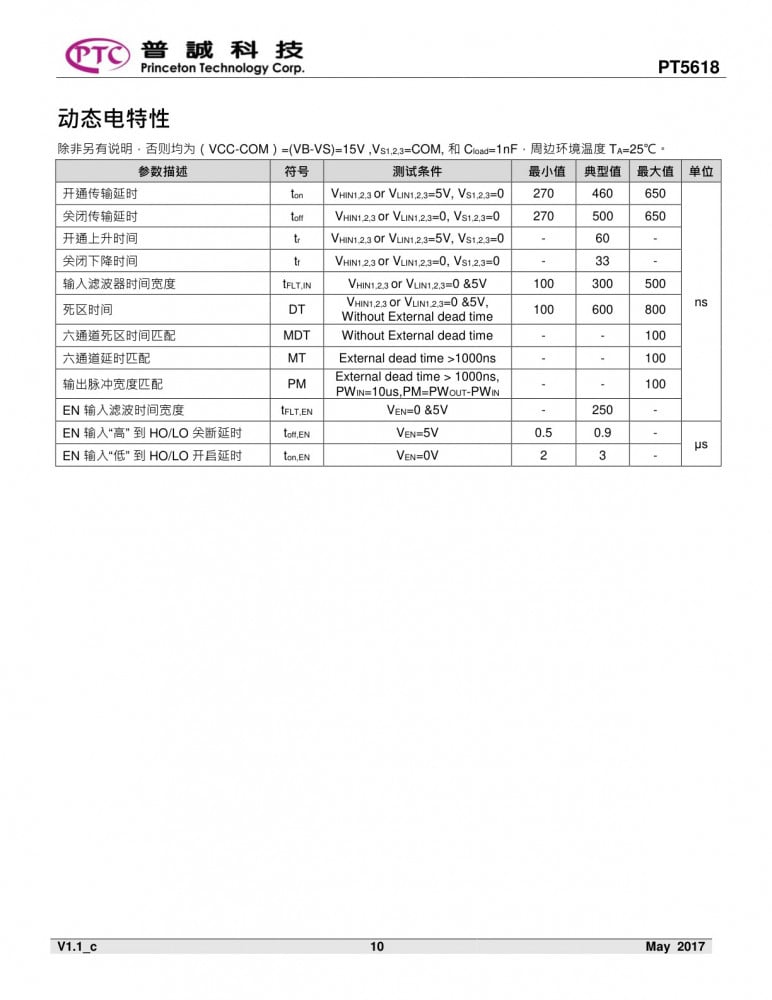 PT5618 datasheet page 10
