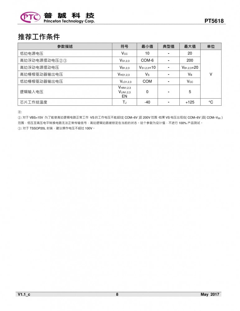 PT5618 datasheet page 8