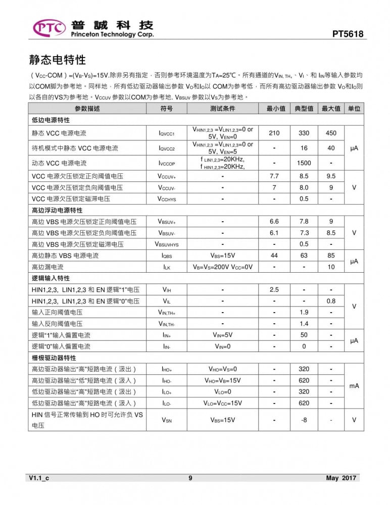 PT5618 datasheet page 9