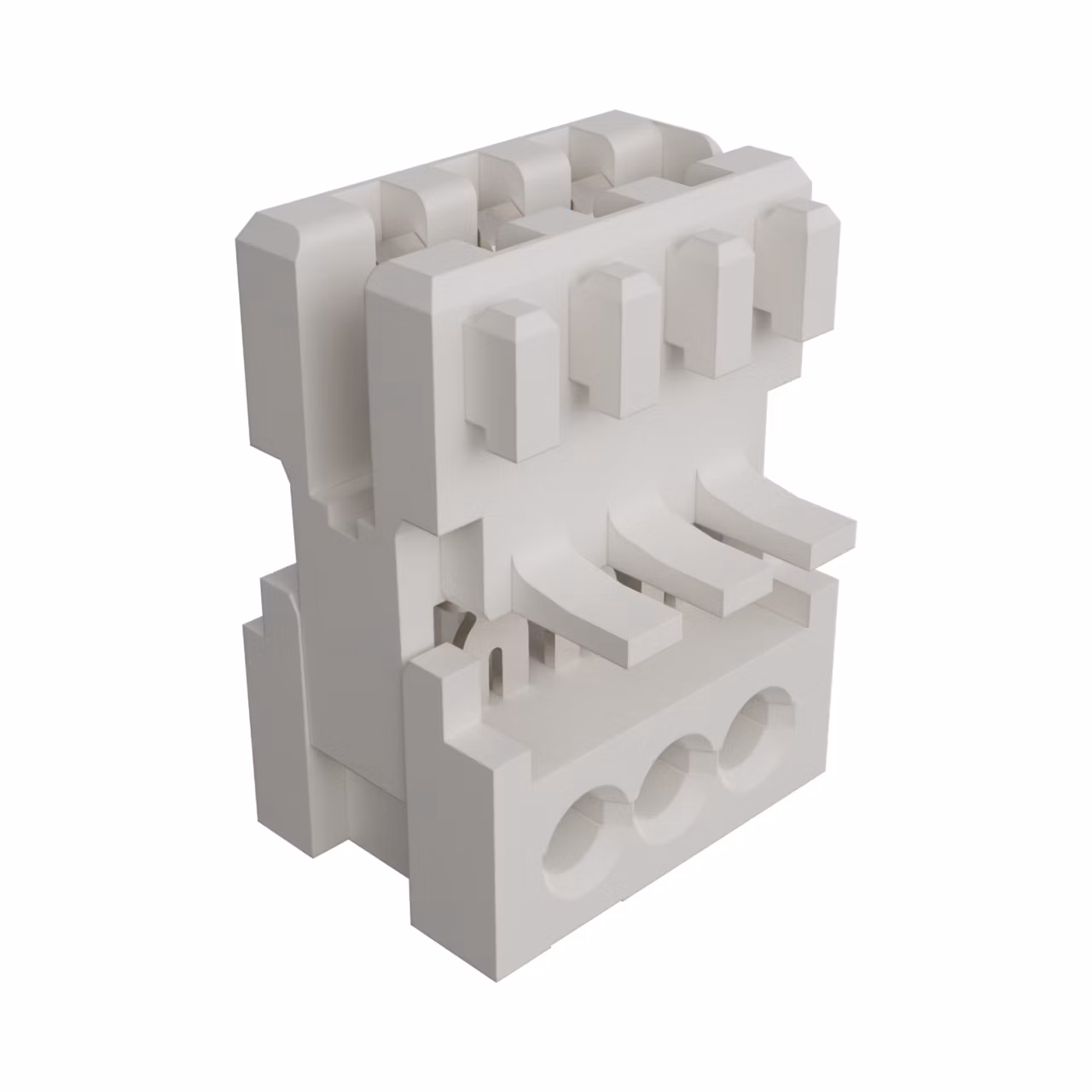 Appli-Mate RAST 2.5 IDT Housing, 2.50mm Pitch, Female, 3 Circuits, Beaded Terminal, Position Keys A & D Removed, Slotted Endwalls, Polarizing Rib Between Circuits 1 & 2