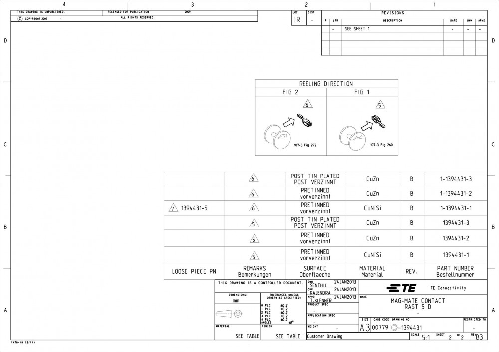 TE Connectivity 1-1394431-1 technical drawing page 2
