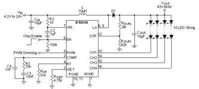 RT8510 - 43V 4-CH LED Driver for sale