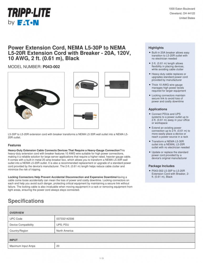 P043-002 technical document page 1