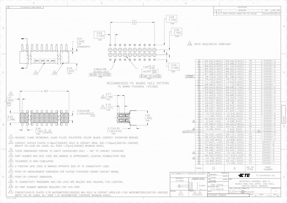 TE Connectivity 534267-3 controlled drawing page 1