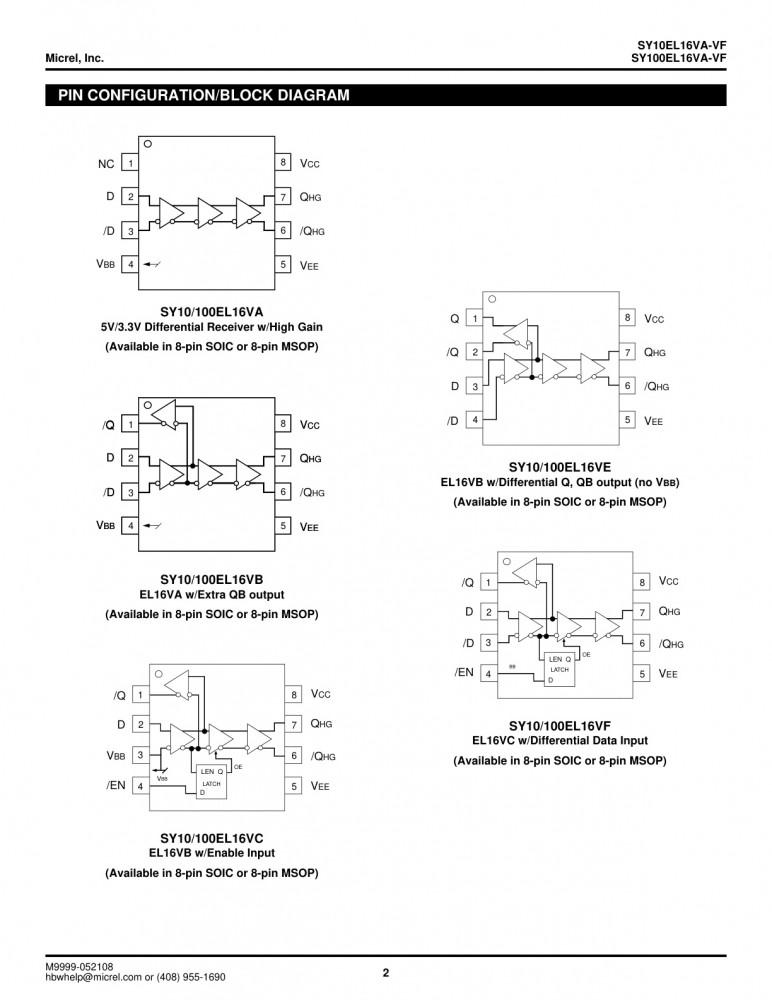 SY10EL16VAZI-TR datasheet page 2