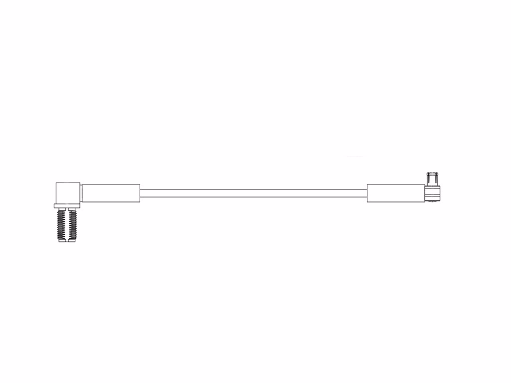 MCX Right-Angle Plug to MCX Right-Angle Plug on RD-316 Cable, 495.30mm Length, 50 Ohms