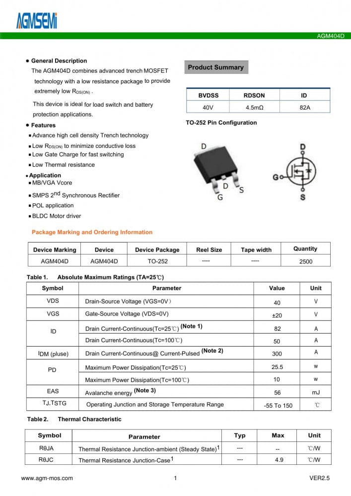 AGM404D datasheet page 1