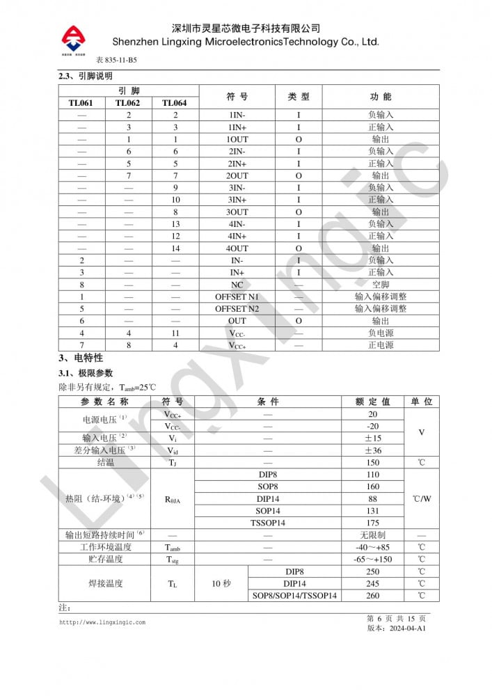 TL062CP(LX) datasheet page 6