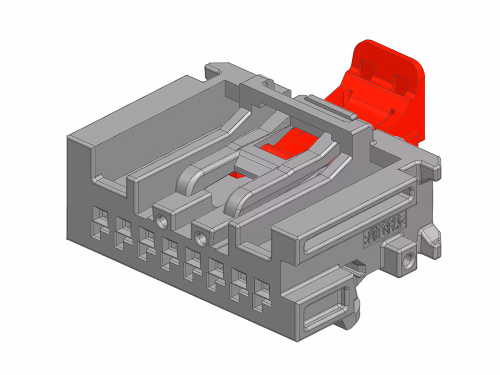 Mini50 Unsealed Receptacle, Single Row, UL 94 HB, with CPA, 4 Circuits, Polarization Option B, Gray