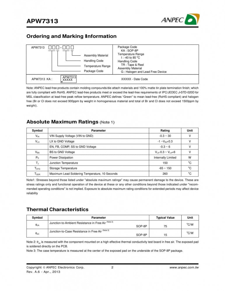 APW7313KAI-TRG datasheet page 2