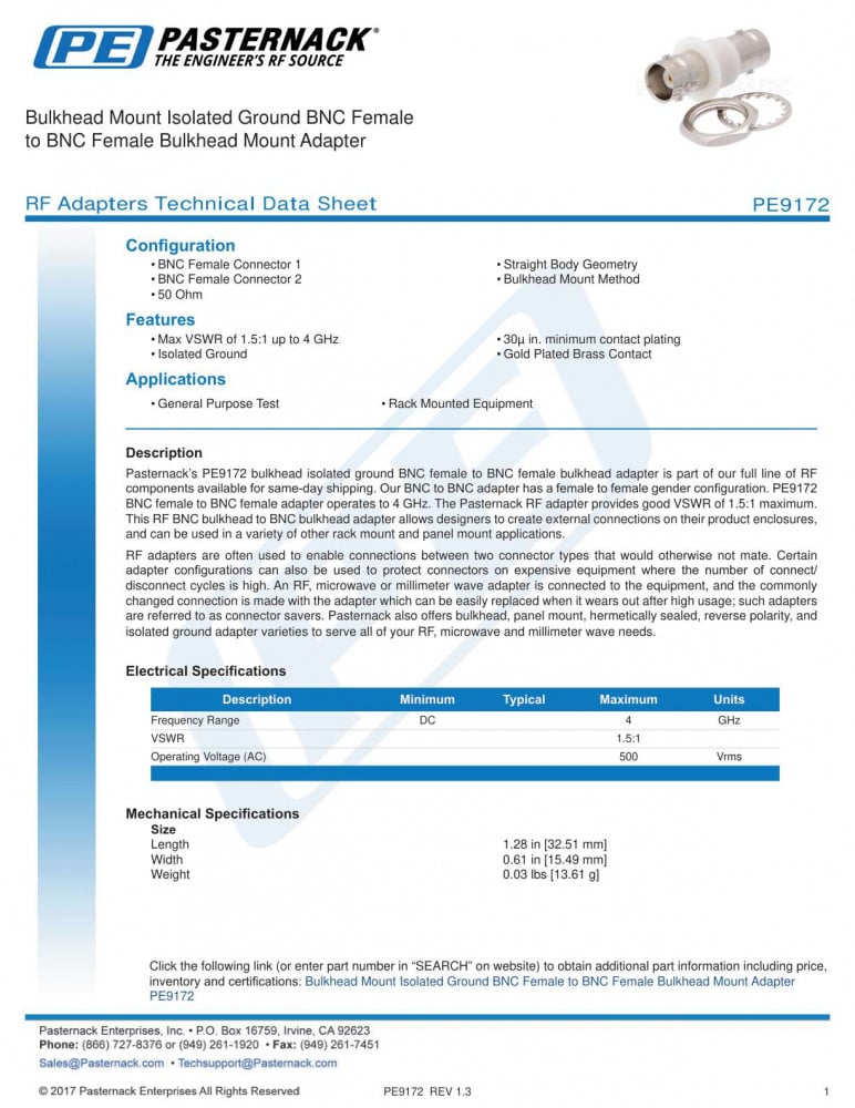 PE9172 technical document page 1