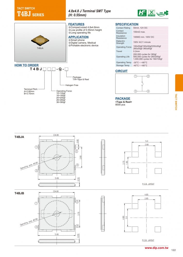 Diptronics T4BJB16-Q-T/R technical document page