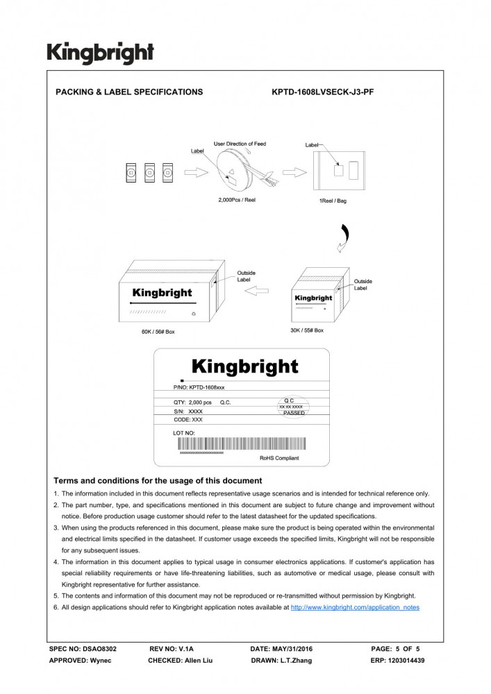 KPTD-1608LVSECK-J3-PF datasheet page 5