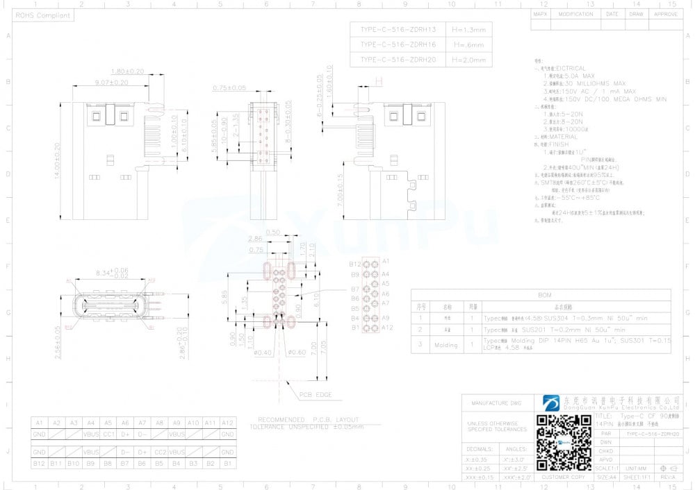 TYPE-C-516-ZDRH20 technical drawing page 1
