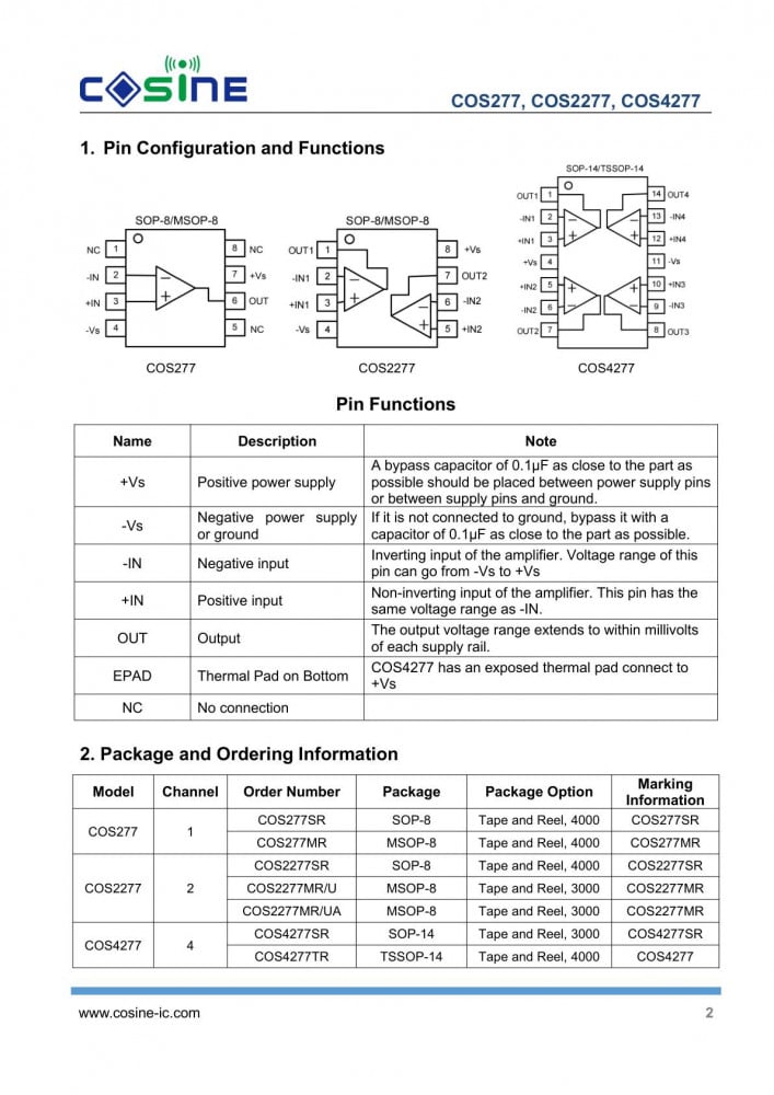 COS277SR datasheet page 2