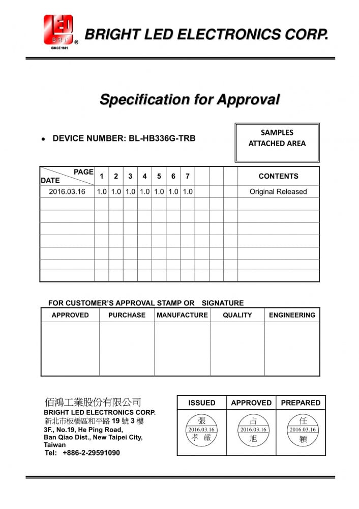 BL-HB336G-TRB datasheet page 1