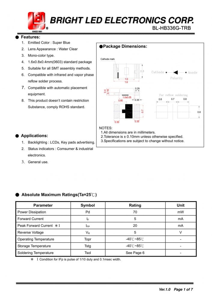 BL-HB336G-TRB datasheet page 2